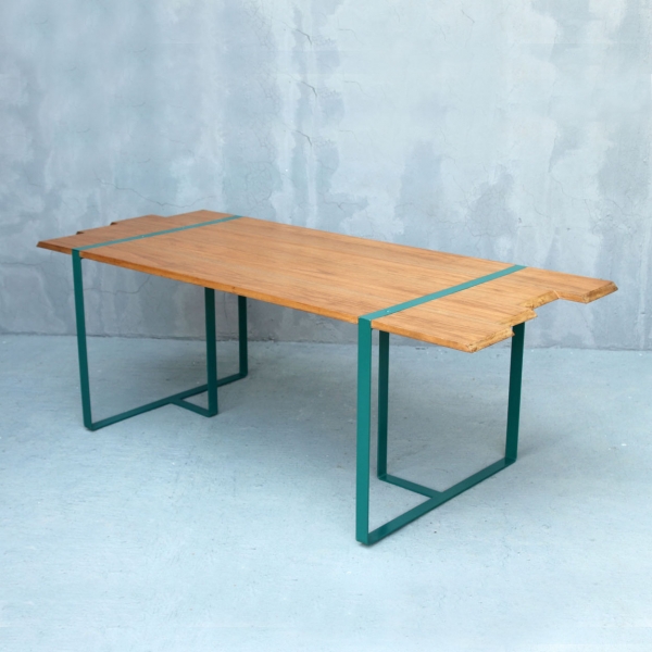 Yakal Wood Table with Lacquered Steel Stand - Yabdesign.com